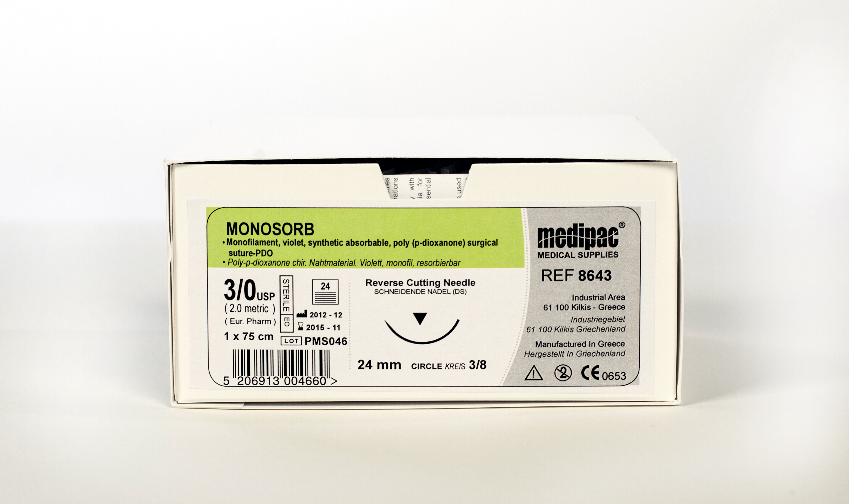 Chirurgické šití MONOSORB - USP 3/0, EP 2.0, jehla řezná 3/8 | MEDENTA