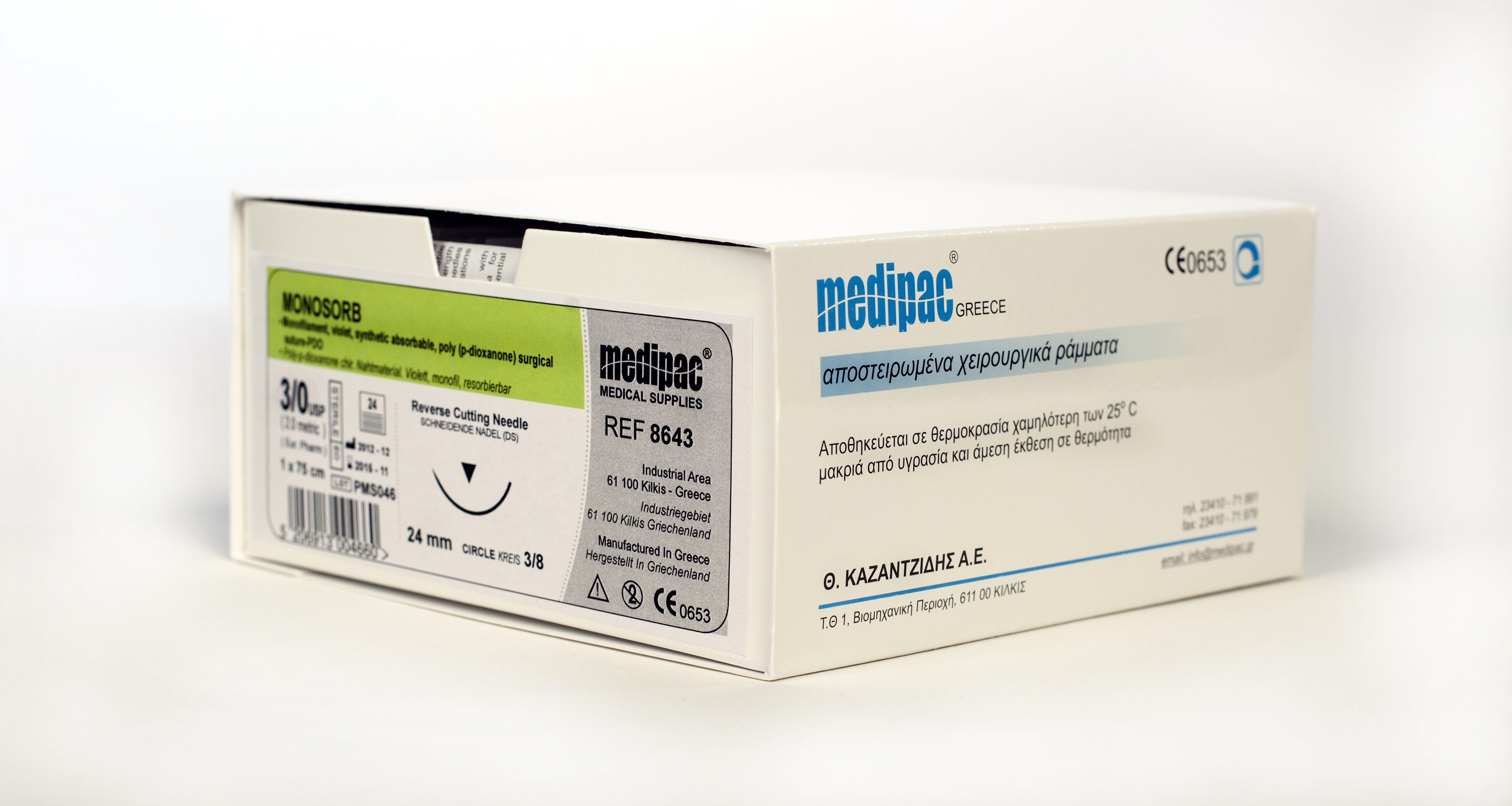 Chirurgické šití MONOSORB - USP 3/0, EP 2.0, jehla řezná 3/8 | MEDENTA