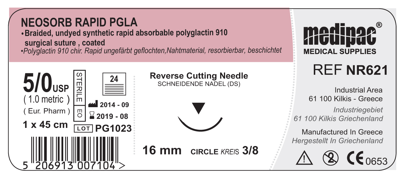 Chirurgické šití Neosorb Rapid RPGLA - USP 3/0, EP 2.0, jehl | MEDENTA